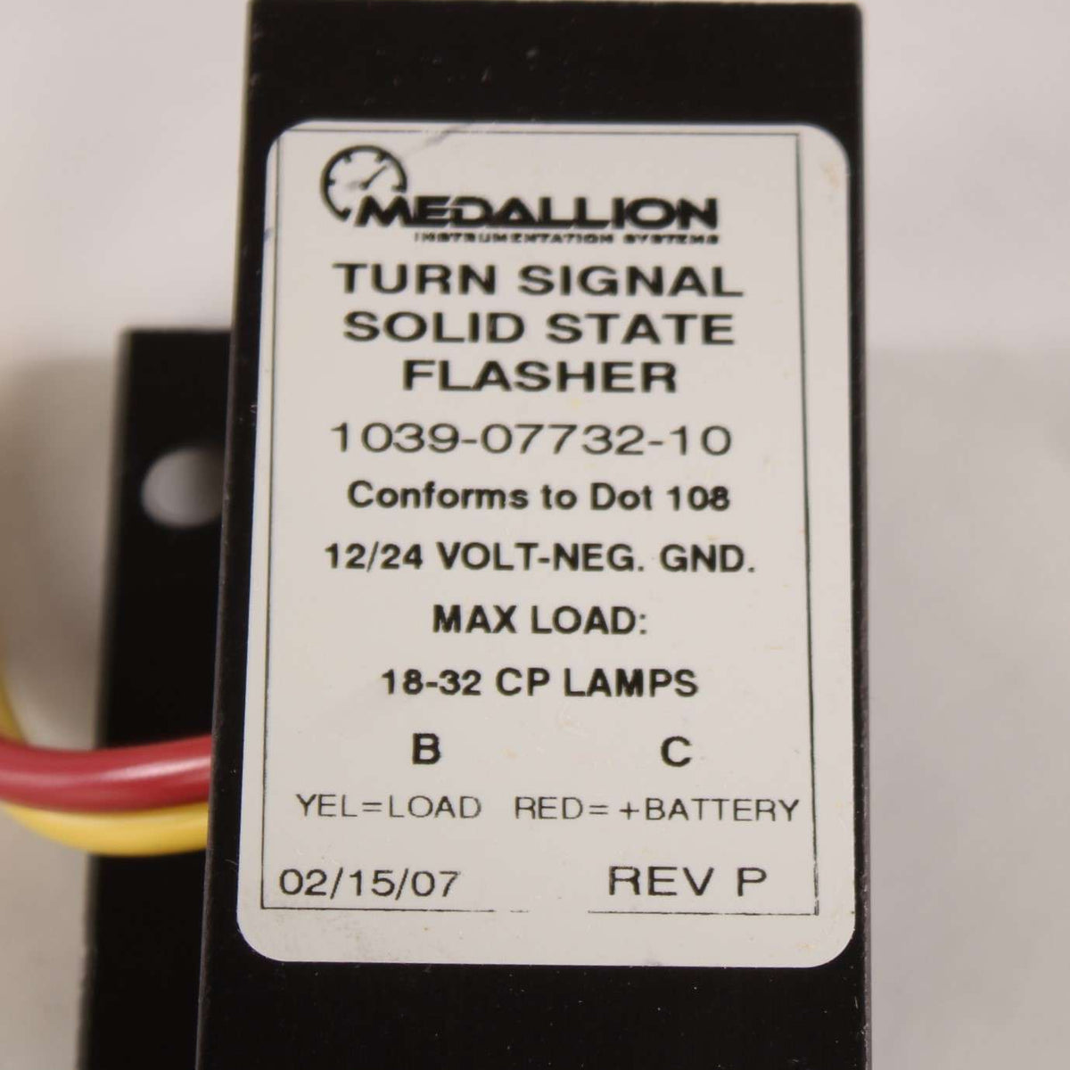 MEDALLION ­-­ 1039-07732-10 ­-­ TURN SIGNAL SOLID STATE FLASHER – Iron ...