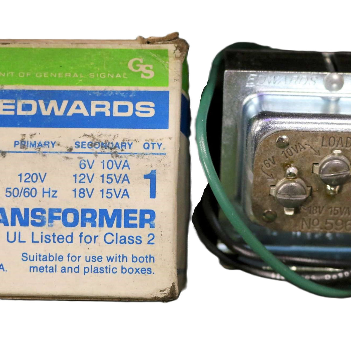 EDWARDS SIGNALING ­-­ 596 ­-­ TRANSFORMER - 120V PRIM // 6/12/18V 10/1 ...