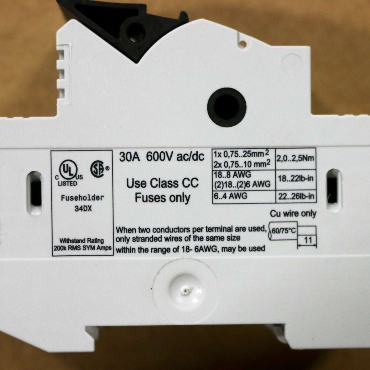 SIEMENS ­-­ 3NW7-5230HG ­-­ FUSE HOLDER 2-POLE 30A 600V CLASS-CC – Iron ...