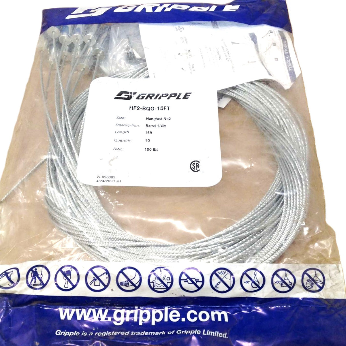 GRIPPLE ­-­ HF2-BQG-15FT ­-­ HANGER LOOP 15ft BAG OF 10 – Iron Wing Parts