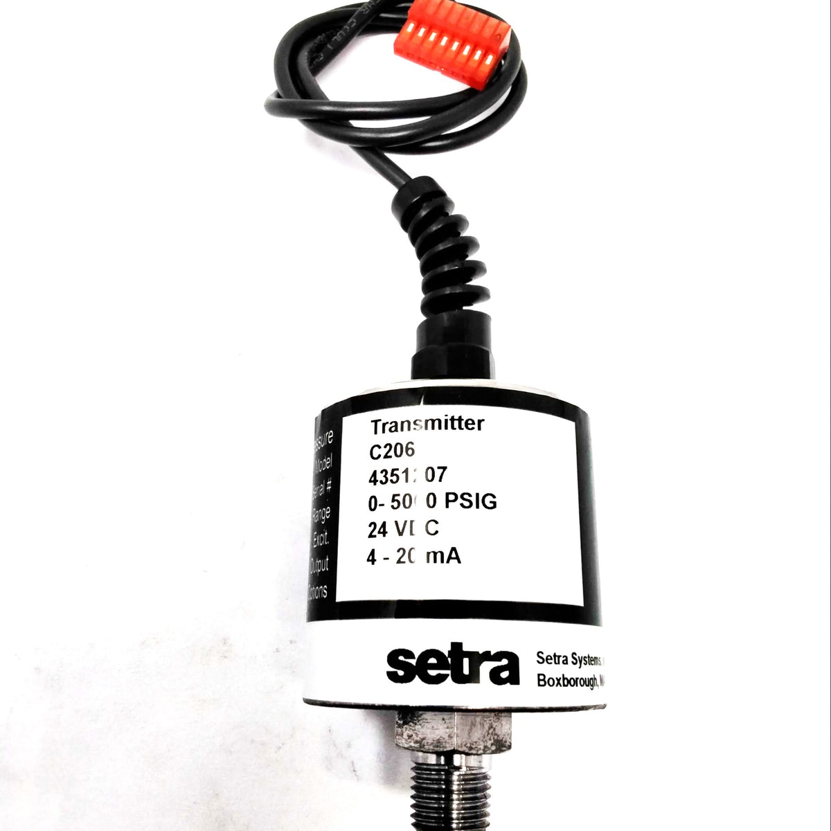 SETRA SYSTEMS ­-­ C206-5000 ­-­ PRESSURE TRANSDUCER 0-5000psi 24VDC 4 ...