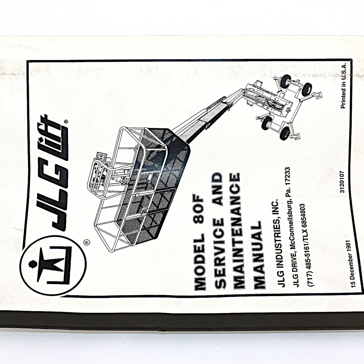 JLG ­-­ 3120107 ­-­ MANUAL 80F MAINTENANCE – Iron Wing Parts