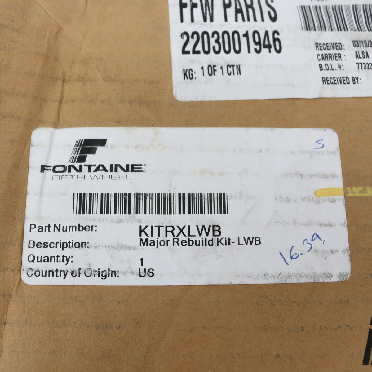 FONTAINE ­-­ KITRXLWB ­-­ MAJOR REBUILD KIT- LWB – Iron Wing Parts