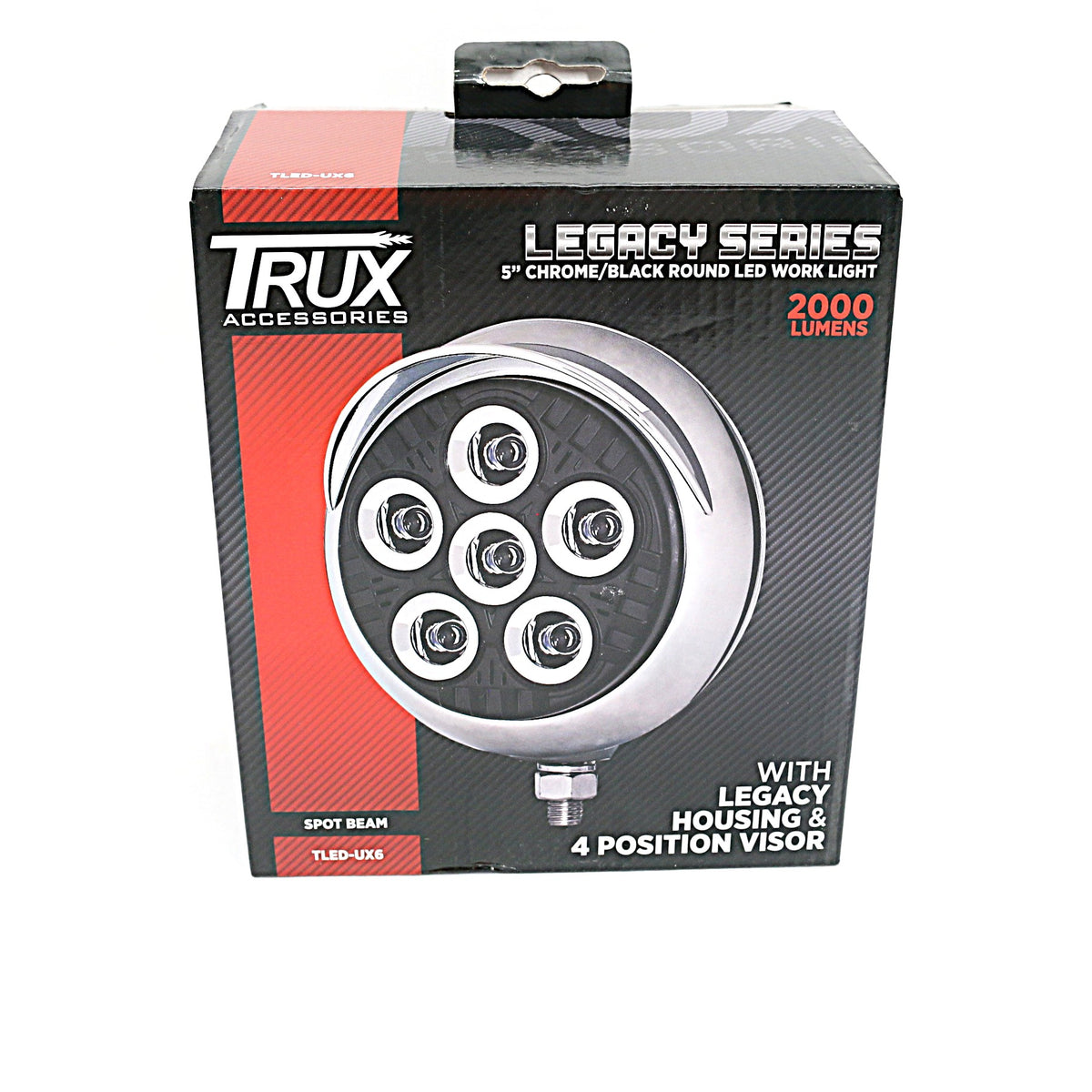 TRUX ­-­ TLED-UX6 ­-­ LEGACY SERIES ROUND LED WORK LIGHT W/ BLACK FRON ...